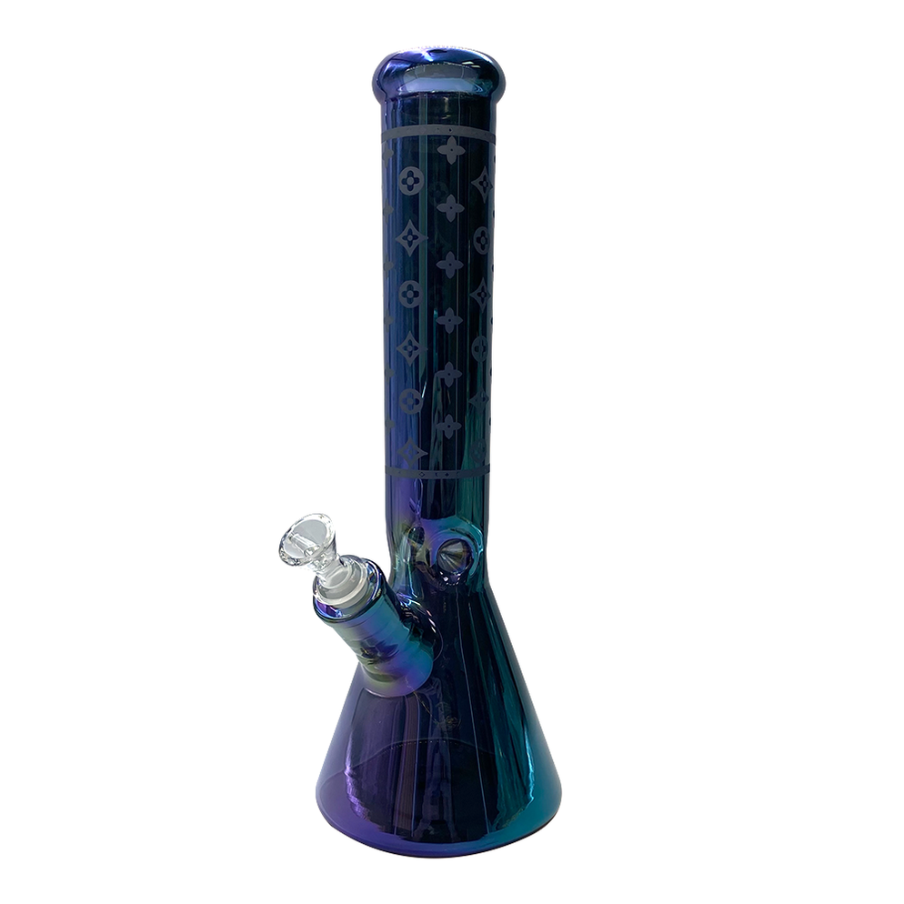 Glass Beaker Bong -14" Lv Pattern (7mm) - Asst Colours (v17) — NVB Inc.