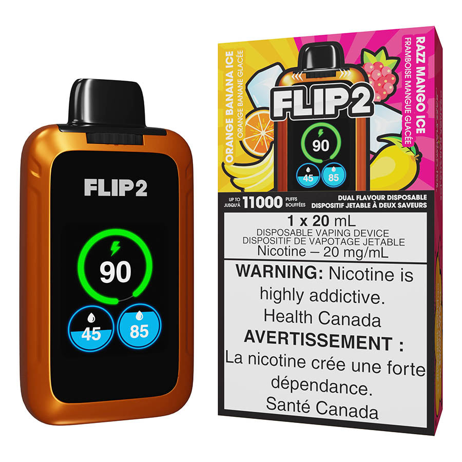 Flip 2 Disposable Vape Device - Orange Banana Ice And Razz Mango Ice ...